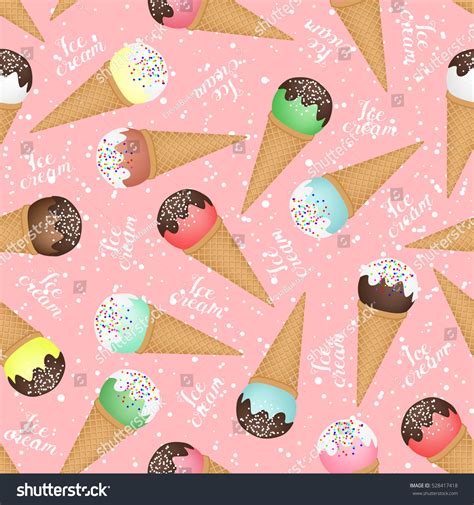 Seamless Background Ice Cream Cones Different Stock Vector Royalty