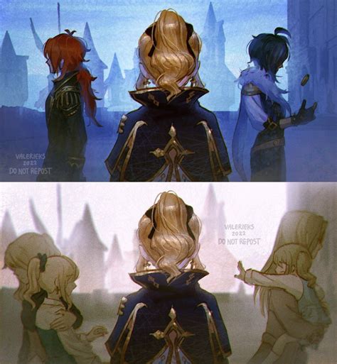Two Different Views Of The Same Character In An Animated Video Game One With Blonde Hair And