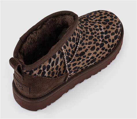 Ugg Classic Ultra Mini Boots Leopard Caspian Burnt Cedar Womens