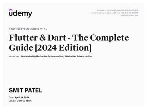 completed flutter and dart course smit patel posted on the topic
