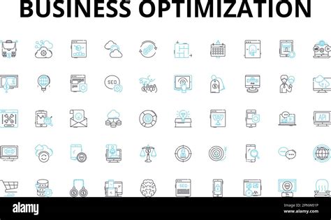 business optimization linear icons set efficiency productivity