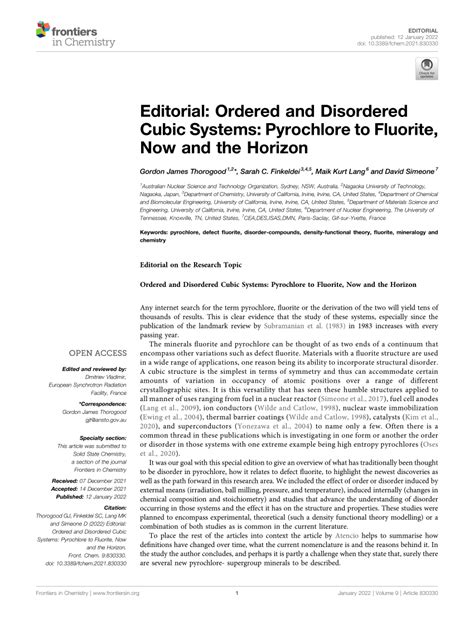 Pdf Editorial Ordered And Disordered Cubic Systems Pyrochlore To