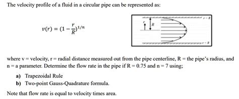 The Velocity Profile Ofa Fluid In A Circular Pipe Can Be Represented As