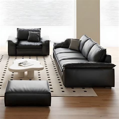 Genuine Leather 37x27 Modern Partial Assembly Sofa With Arms And