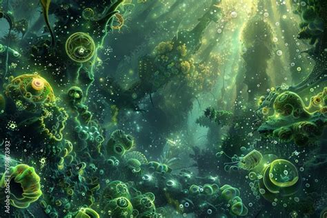 Microalgae With Complex Cell Structures And Organelles Filled With