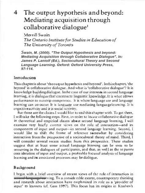 Swain 2000 Output Hypothesis And Beyond Pdf