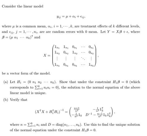Consider The Linear Model Yij Uta Eij Where P Is Chegg