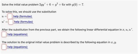 solved solve the initial value problem 2yy 6 y2 6x ﻿with