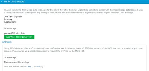 Need Stp 3d File For Mcc 134 Data Acquisition Daq And Data Logging