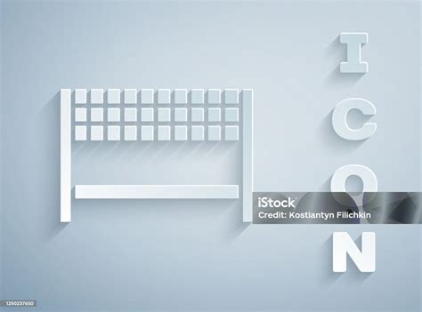 회색 배경에 격리 된 결승선 아이콘에 용지 컷 리본 결승선의 상징 스포츠 기호 또는 비즈니스 개념 종이 아트 스타일 벡터 일러스트레이션 3차원 형태에 대한 스톡 벡터 아트