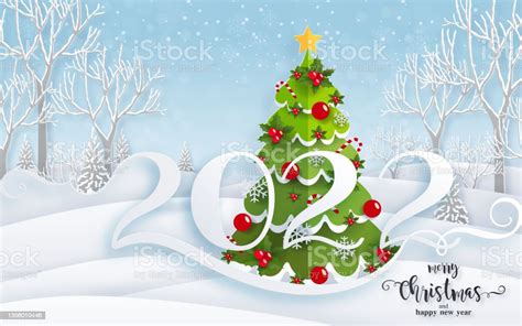 메리 크리스마스와 행복한 새해 2022 산타 클로스 눈사람 순록과 배경에 공예 스타일과 크리스마스 눈 장면에서 엘프 2022년에 대한 스톡 벡터 아트 및 기타 이미지