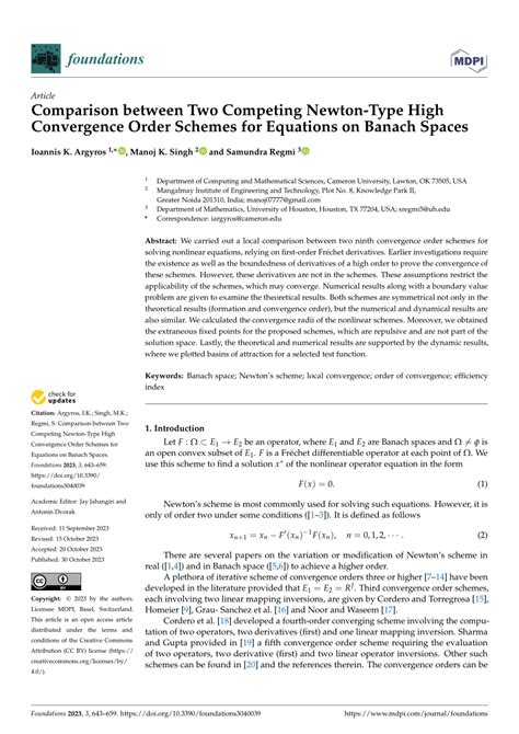 PDF Comparison Between Two Competing Newton Type High Convergence Order Schemes For Equations