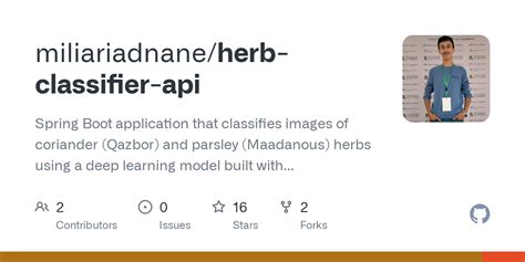 github miliariadnane herb classifier api spring boot application