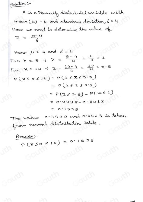 solved a random variable x is distributed as normal with mean mu 4