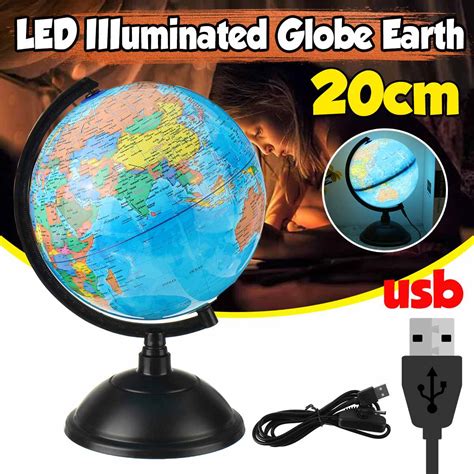 20cm Led Light World Earth Globe Map Geography Edu Grandado