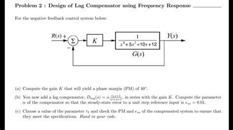 Solved Problem 2 Design Of Lag Compensator Using Frequency