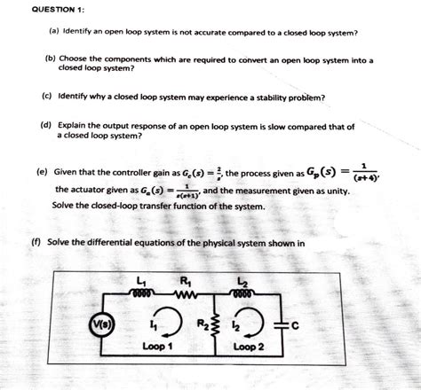 Solved QUESTION A Identify An Open Loop System Is Not Chegg