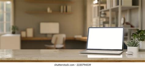 Home Workspace Laptop White Screen Mockup Stock Illustration 2284477663