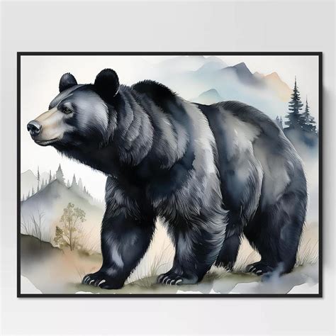 Black Bear Watercolor Printable Black Bear Bear Art Print Black Bear
