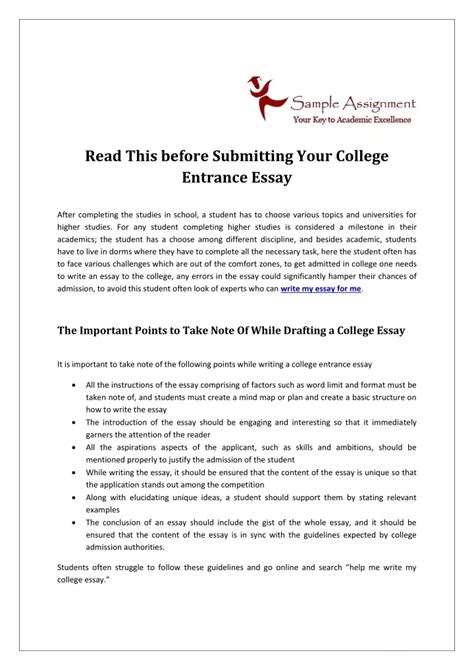 Ppt Read This Before Submitting Your College Entrance Essay