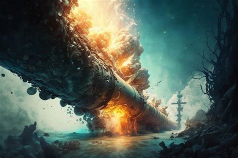 Premium Ai Image Underwater Explosion Pipeline Sea Ocean Gas