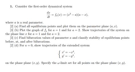 Solved 1 Consider The First Order Dynamical System Dx