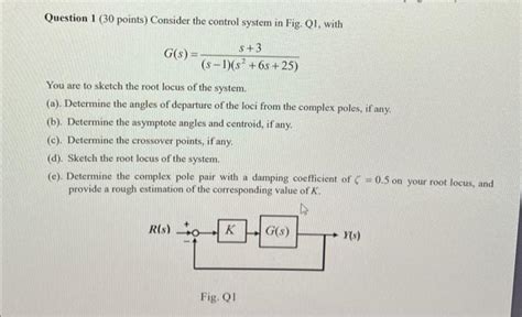 solved question 1 30 points consider the control system