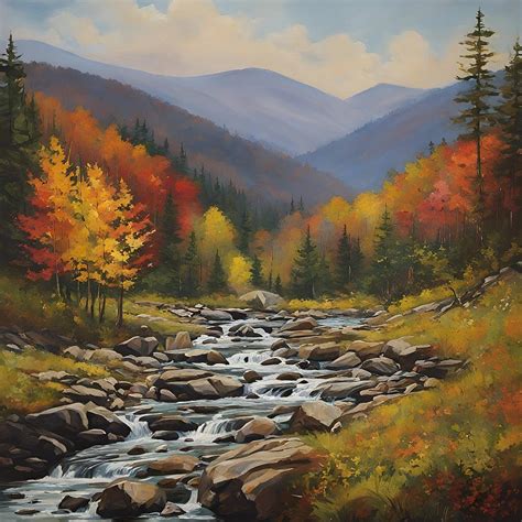 Creek With Fall Foliage In The Appalachian Mountains Digital Art By