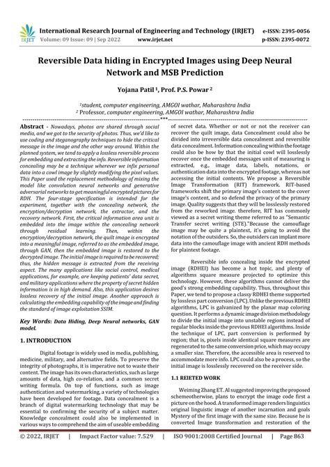 Reversible Data Hiding In Encrypted Images Using Deep Neural Network And MSB Prediction PDF
