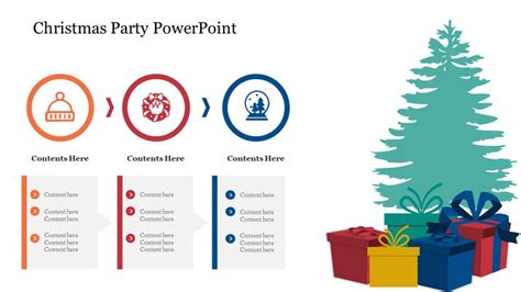 A Christmas Party Powerpoint Presentation With Presents In Front Of A