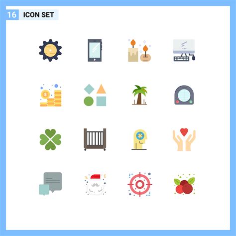 16 Thematic Vector Flat Colors And Editable Symbols Of Imac Monitor Iphone Computer Candle
