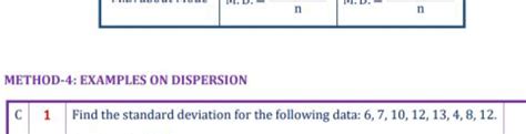 METHOD-4: EXAMPLES ON DISPERSION\begin{tabular} { | l | l | l | l | } \..