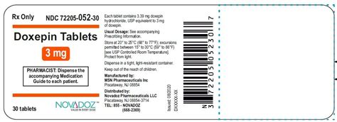 Doxepin Tablets Package Insert