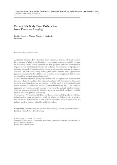 pdf patient 3d body pose estimation from pressure