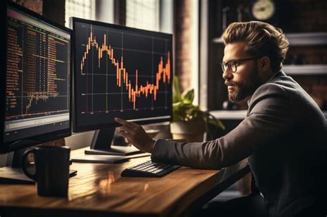 Premium Ai Image Analyzing Data Thoughtful Young Trader Is Pointing