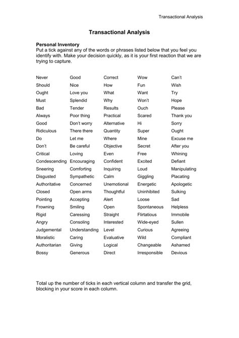 Transactional Analysis