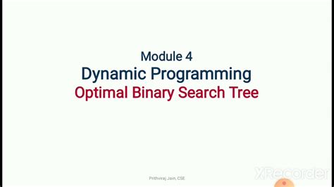 Optimal Binary Search Tree Youtube