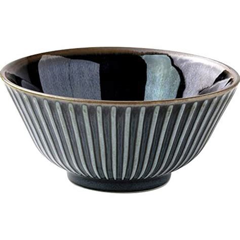 Mino Ware Pottery Sendan Yohen Rice Bowl Gohan Chawan Navy L Japan