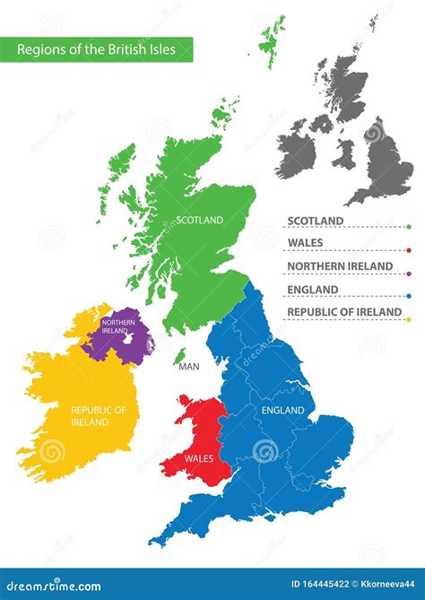 Color Detailed Map Of The Regions And Countries Of The British Isles