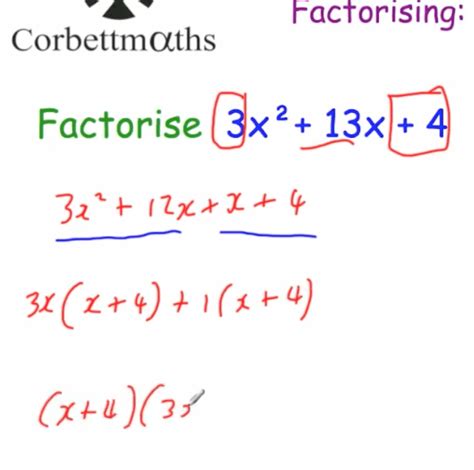 Splitting The Middle Term Video Corbettmaths