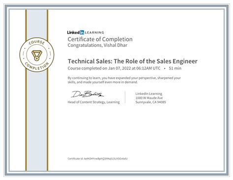 vishal dhar on linkedin certificate of completion