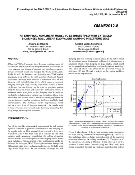Pdf An Empirical Nonlinear Model To Estimate Fpso With Extended Bilge Keel Roll Linear