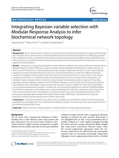 Pdf Integrating Bayesian Variable Selection With Modular Response