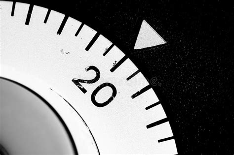 Monochrome Close Up Of An Old Analog Laboratory Timer Set To 20 Stock Image Image Of Round