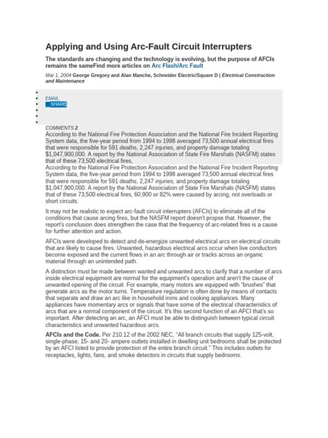 Applying And Using Arc Fault Circuit Interrupters Pdf