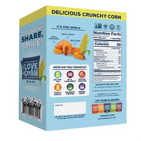 Love Corn Crunchy Corn Snack Packs Sea Salt Shop Nuts And Seeds At H E B