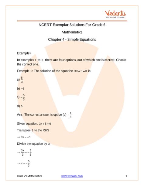 Simple Equations Worksheet For Class 7 Ncert Tessshebaylo