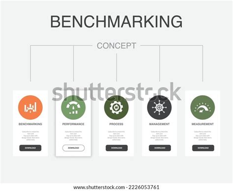 Benchmarking Performance Process Management Measurement Icons Stock Vector Royalty Free