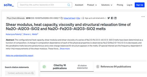 Shear Modulus Heat Capacity Viscosity And Structural Relaxation Time Of Na2o Al2o3 Sio2 And