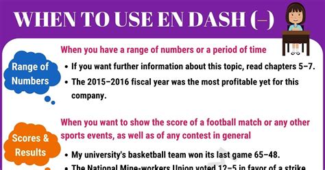 En Dash When To Use An En Dash N Dash 7 E S L